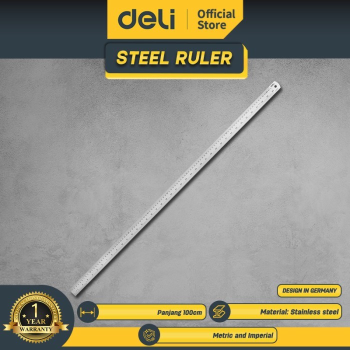Jual Deli Penggaris Besi 100 Cm / Steel Ruler Garisan 100 Cm EDL8100Y | Shopee Indonesia