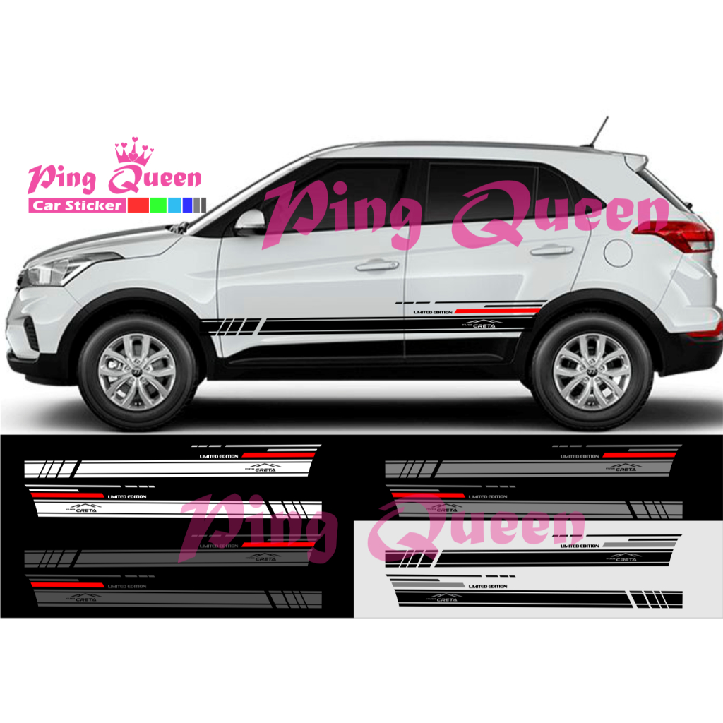 Jual STICKER HYUNDAI CRETA CUTTING STICKER BODY SAMPING MOBIL CRETA ...