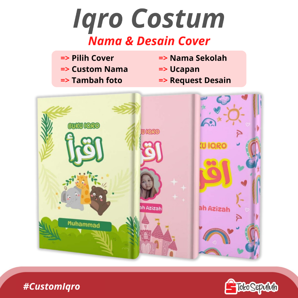 Jual IQRO CUSTOM Tulis Nama Desain Cover Iqro iqra Warna Custom Hard ...
