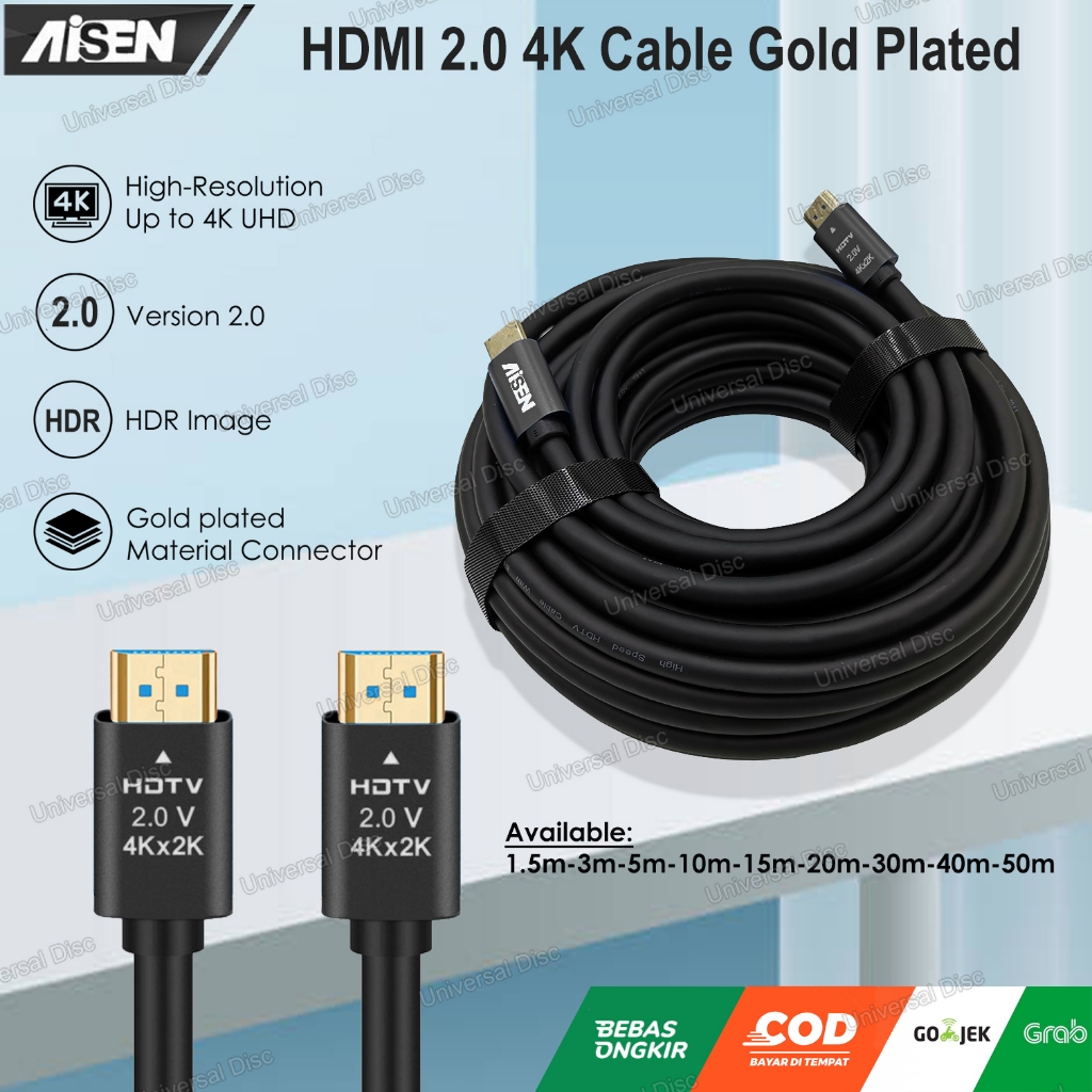 Jual Kabel HDMI 2.0 4K 2K HDTV Premium AISEN 1.5M, 3M, 5M, 10M | Shopee ...
