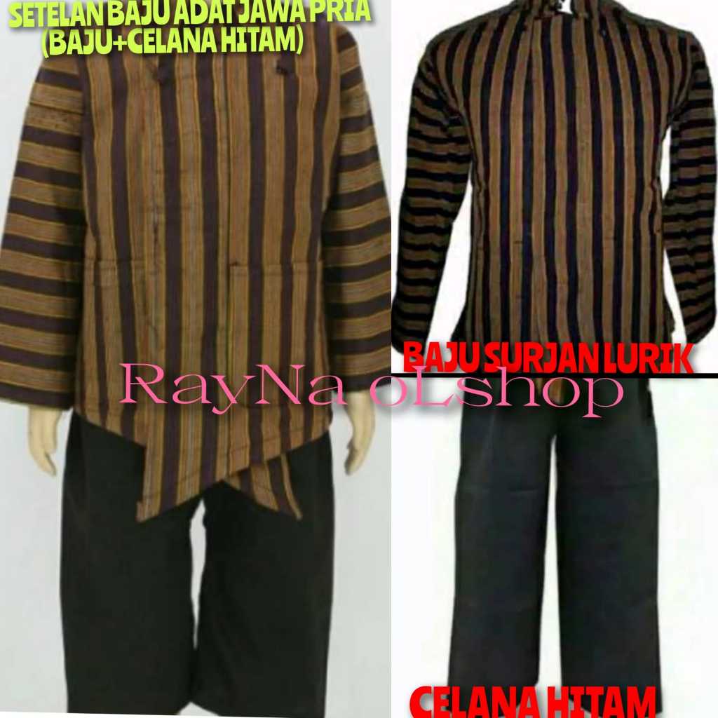 Jual BAJU KEMEJA JAWA PRIA | SURJAN LURIK COKLAT HITAM + CELANA HITAM | SETELAN PAKET LENGKAP ...
