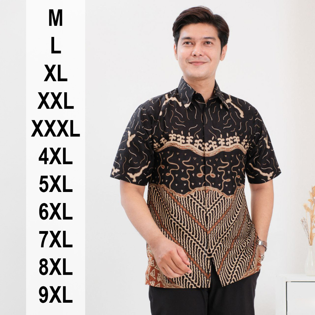 Jual Baju Batik Pria Jumbo Lengan Pendek Motif Meylika M L XL XXL XXXL 4XL 5XL 6XL 7XL 8XL 9XL ...