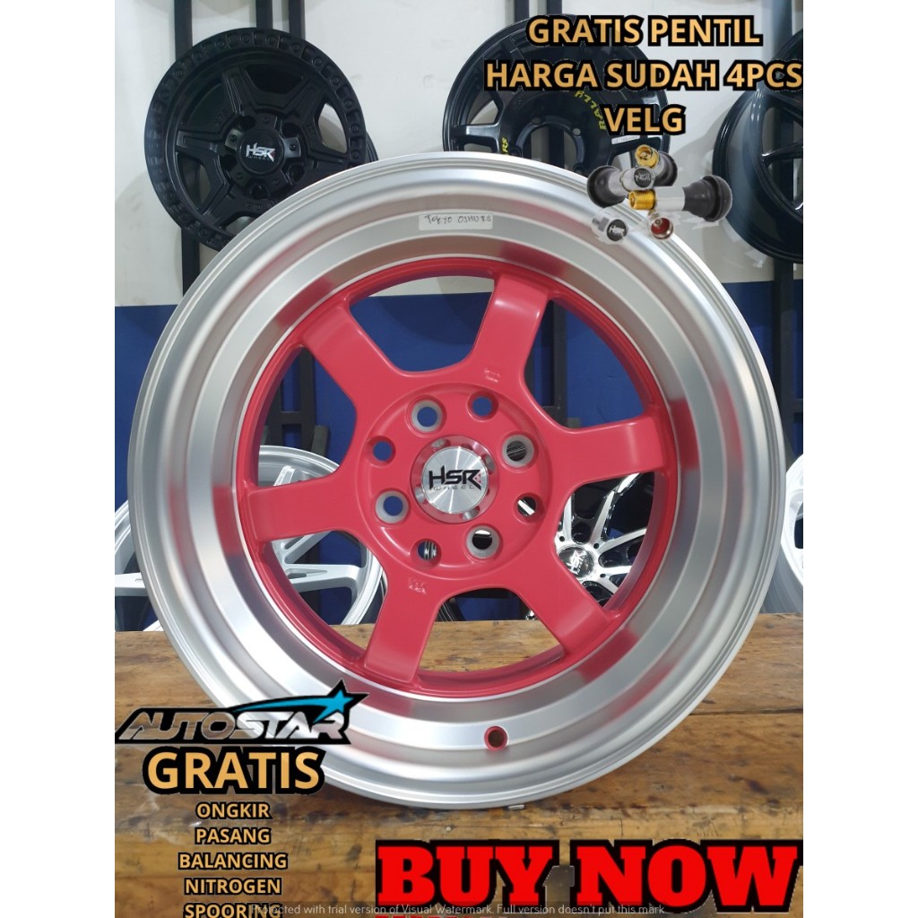 Jual velg mobil hsr tokyo rifu R15 pcd 4x100-4x114,3 lebar 7/8 offset 40/33 pink polis lips ...