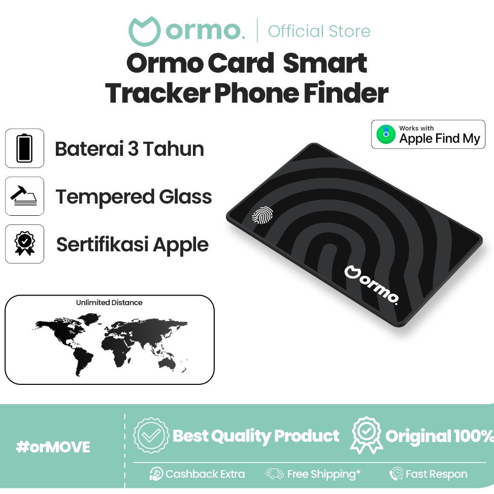 Jual KODE G44T Ormo Smart Security Track Link Card Apple Find My Airtag ...