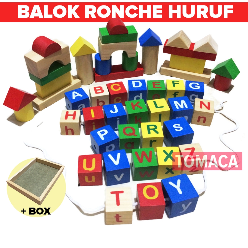 Jual Mainan Kayu Balok Ronche Huruf Blok Abjad Ronce ABC | Shopee Indonesia