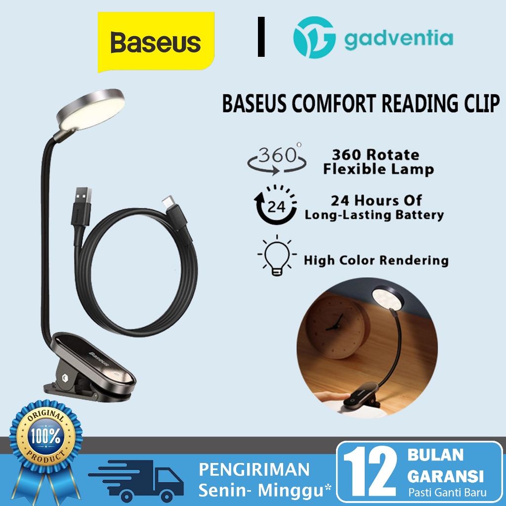 Jual Baseus Comfort Reading Lamp Clip On Lampu Baca Kamar Belajar Meja ...