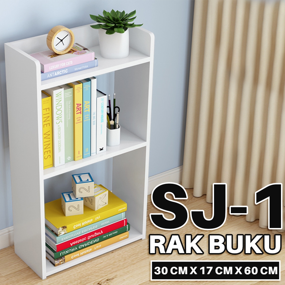 Jual Rak Buku 3 Susun Minimalis Lemari Buku Serbaguna Rak Buku Kayu SJ-1 | Shopee Indonesia