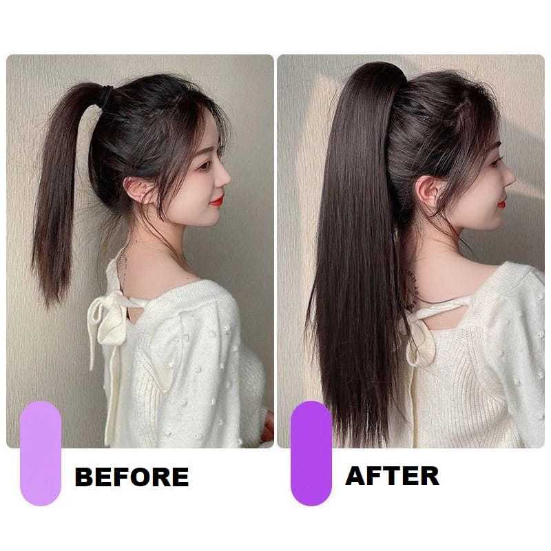 Jual Hairclip kuncir jepit lurus 60cm pony tail jepit lurus | Shopee ...