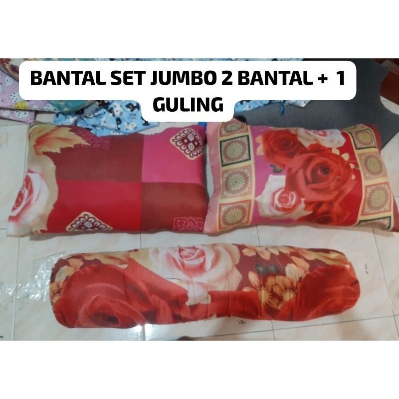 Jual Bantal Set 3in1 (2bantal Busa jumbo+ 1 Guling Jumbo) | Shopee ...