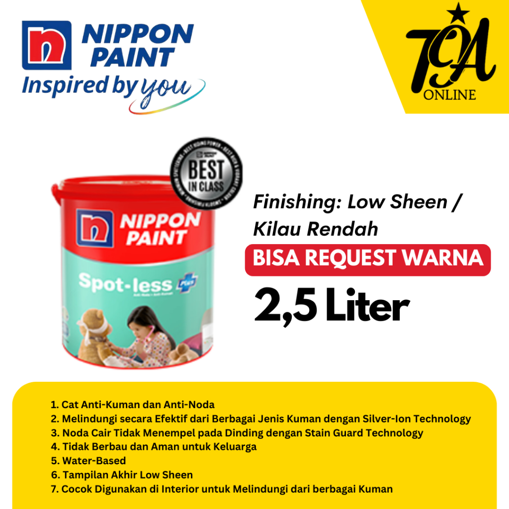 Jual NIPPON PAINT Spotless Plus Cat Tembok Interior Premium Anti Kuman ...