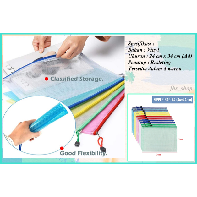 Jual File Folder A4 Tempat File Zipper Bag Map Jaring Tempat Pensil ...