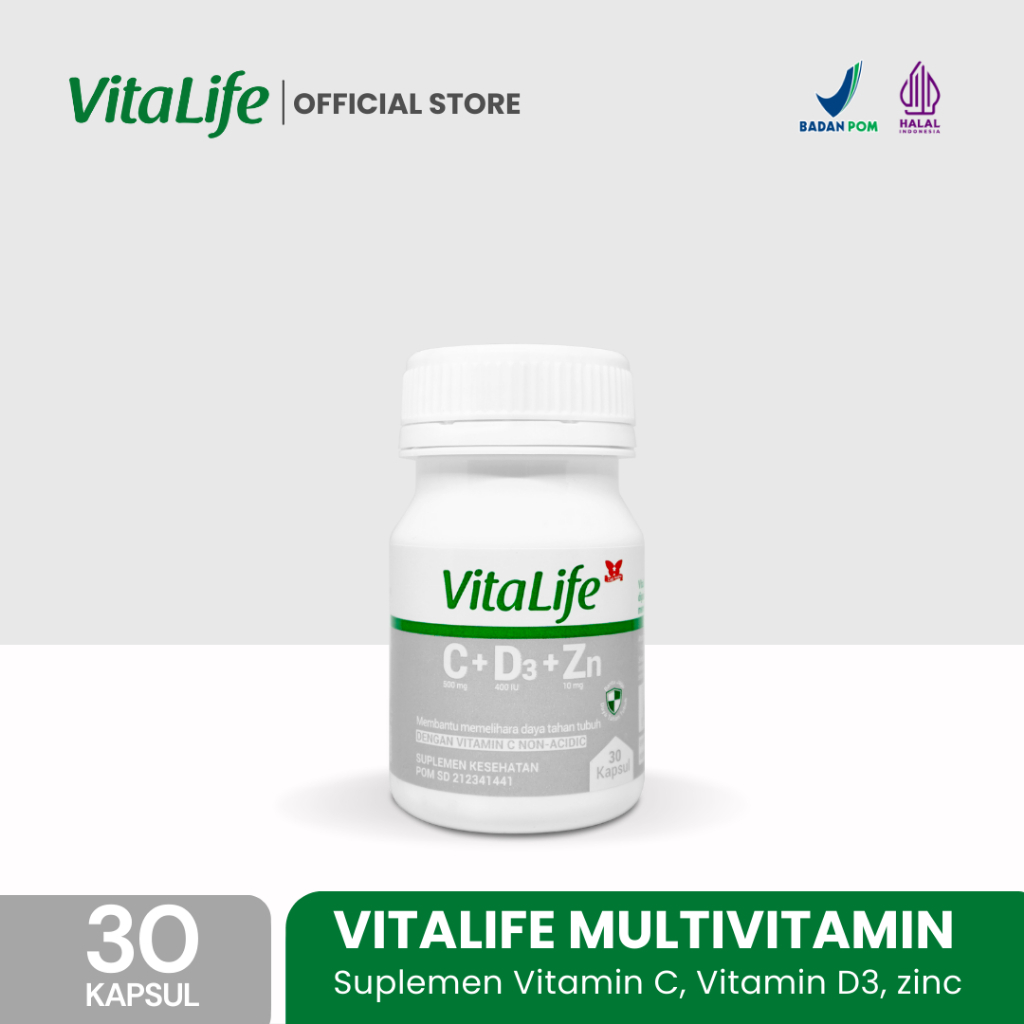 Jual Vitalife Multivitamin C D3 Zinc - 30 Kapsul | Shopee Indonesia