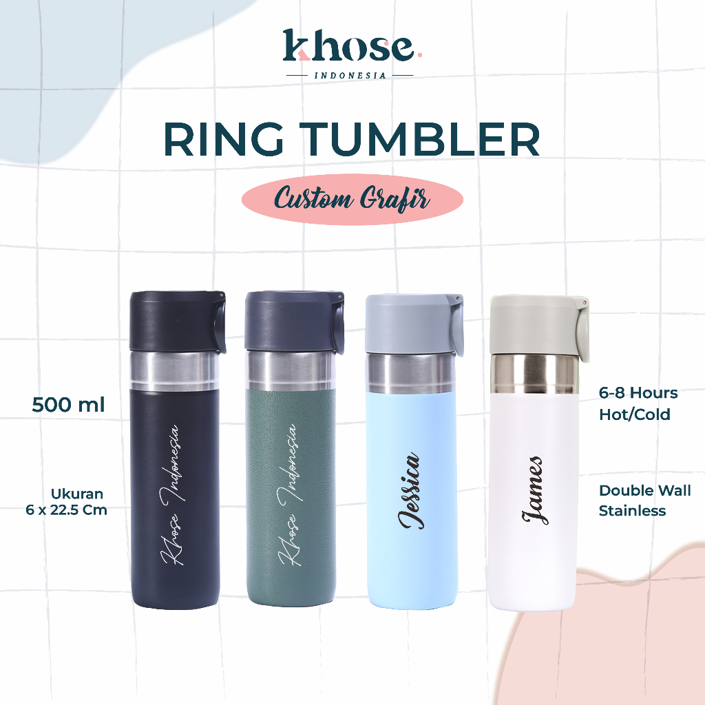 Jual KHOSE Ring Tumblr Stainless 500 ML Pastel Color / Custom Grafir ...