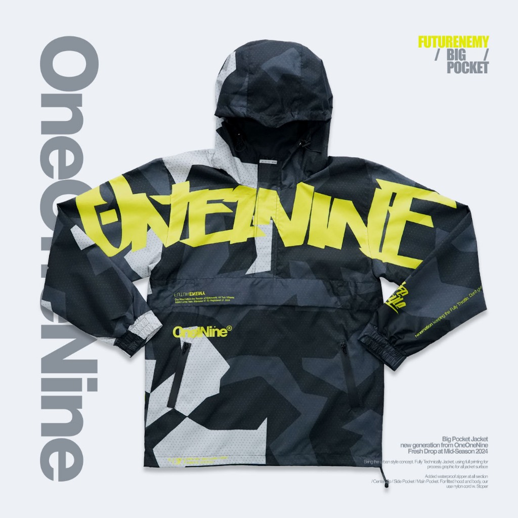 Jual Oneonenine Ksr Jaket Big Pocket Futurenemy Black Yellow - Jaket ...
