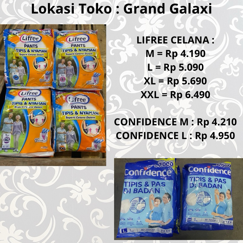 Jual Lifree M L XL XXL 1 pcs popok lansia celana || confidence | Shopee Indonesia