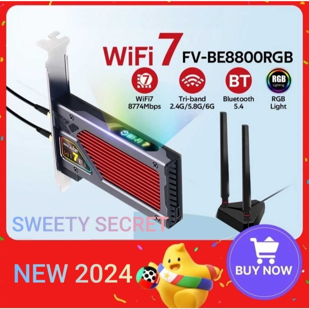 Jual WiFi 7 BE200 PCIe WiFi Adapter BE8800RGB Bluetooth 5.4 WiFi7 for Intel BE200 Wireless ...