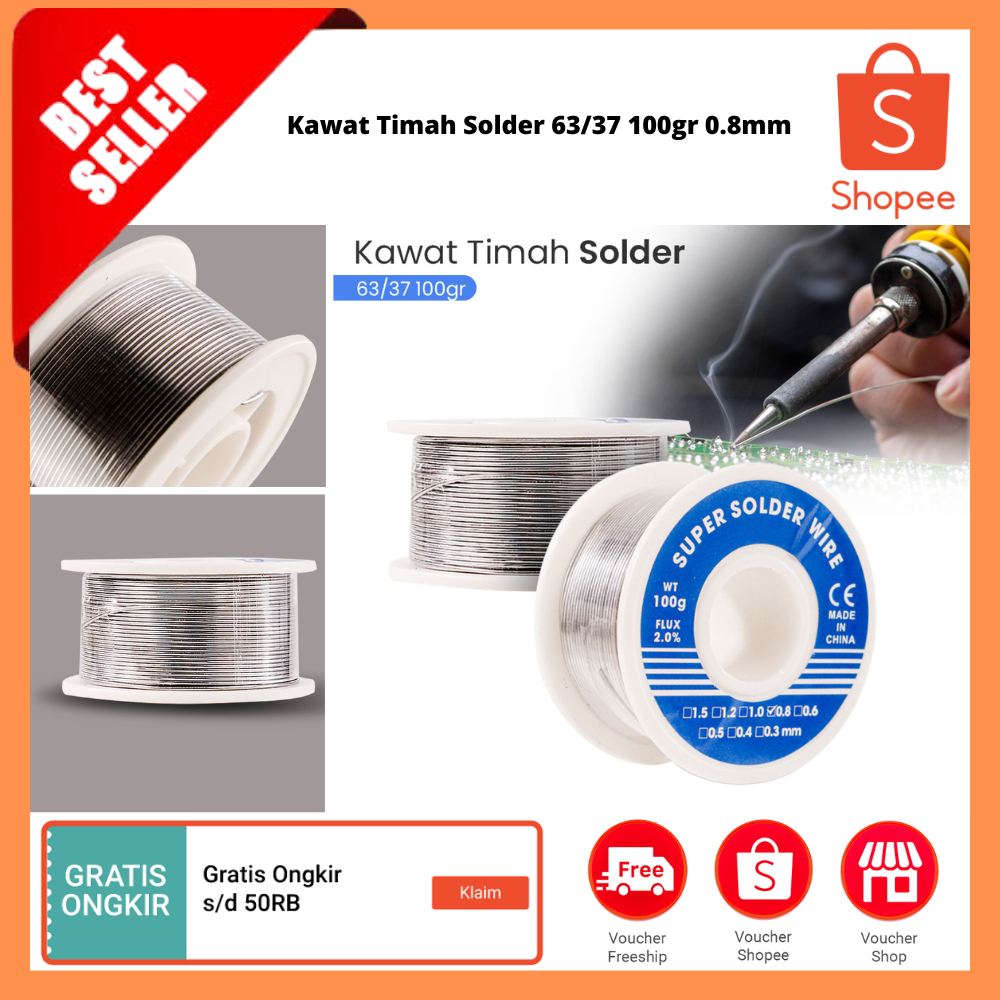 Jual Kawat Timah Solder 63/37 100gr 0.8mm / Kawat Solder Inti Rosin ...