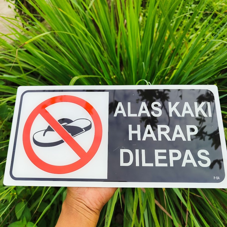 Jual Label sign alas kaki harap dilepas | akrilik alas kaki harap ...