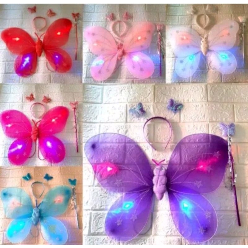 Jual Mainan Kupu kupu Set Led (bando,tongkat & sayap) | Shopee Indonesia