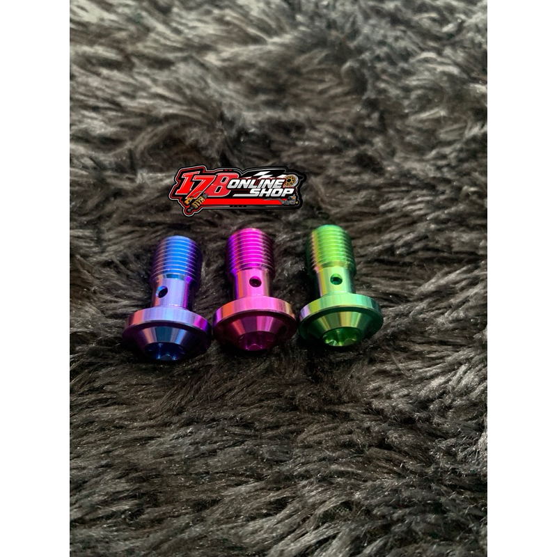Jual baut titanium kaliper banjo drat halus dan drat kasar (warna bebas request) | Shopee Indonesia