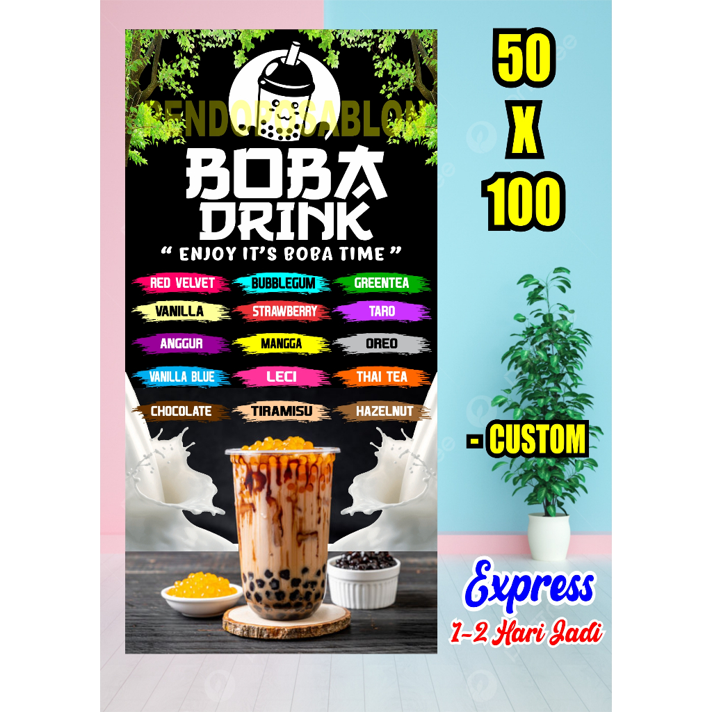 Jual Spanduk Minuman Boba 50X100 , Banner Minuman Boba 50X100 | Shopee ...