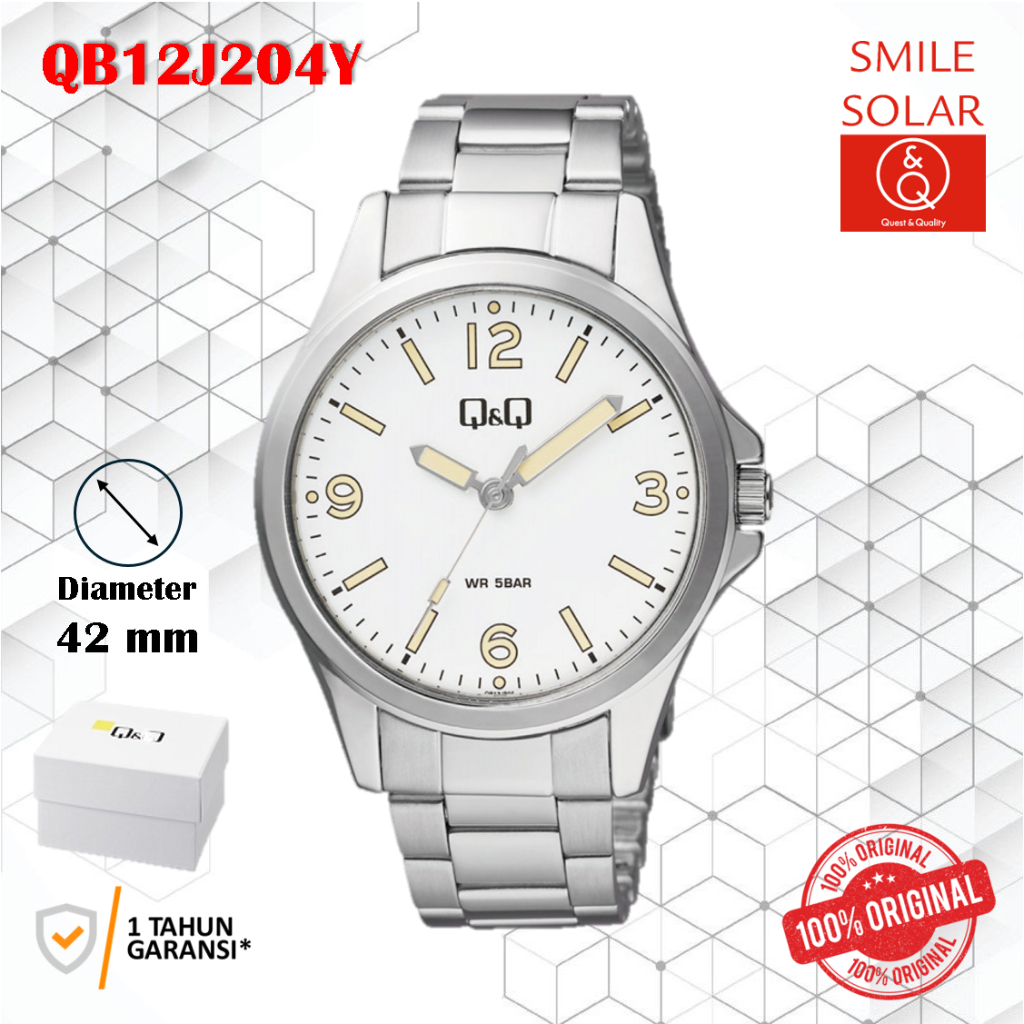 Jual Q&Q QQ Analog Jam Tangan Pria Strap Rantai Silver QB12J204Y ...