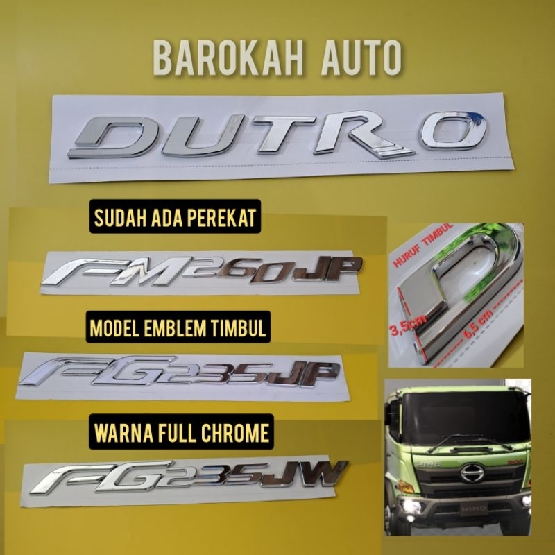 Jual Emblem Mobil Truck Tulisan DUTRO FG235JP FG235JW FM260JP Emblem ...