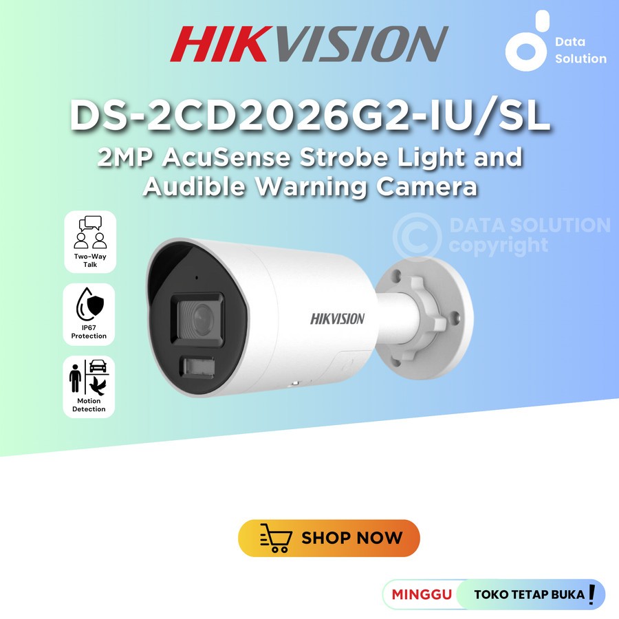 Jual Hikvision IP Camera DS-2CD2026G2-IU/SL 2MP AcuSense Strobe Light and Audible Warning ...