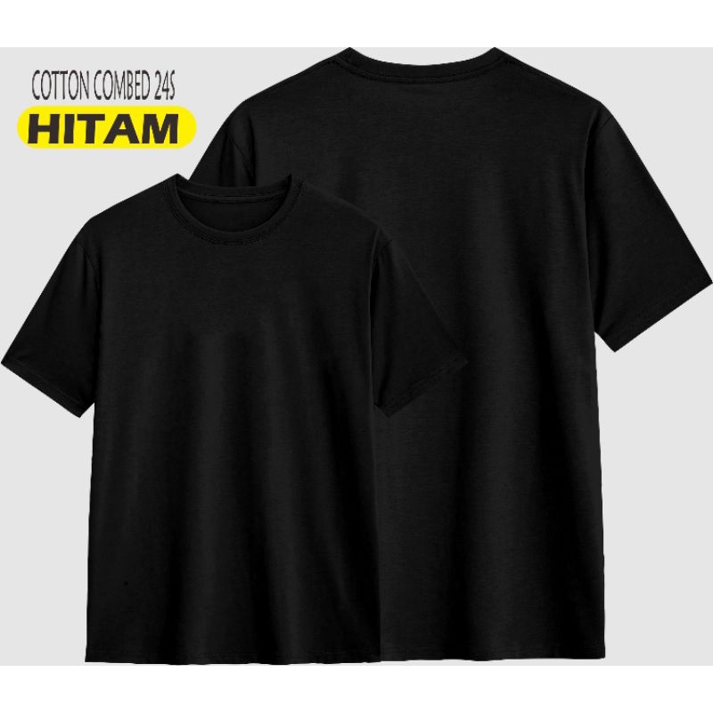 Jual Basic T-shirt Kaos Polos Hitam Cotton Combed 24S | Shopee Indonesia