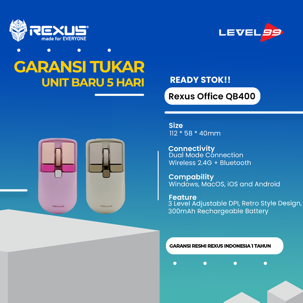 Jual Rexus Qb400 Bluetooth Office Wireless Mouse | Shopee Indonesia