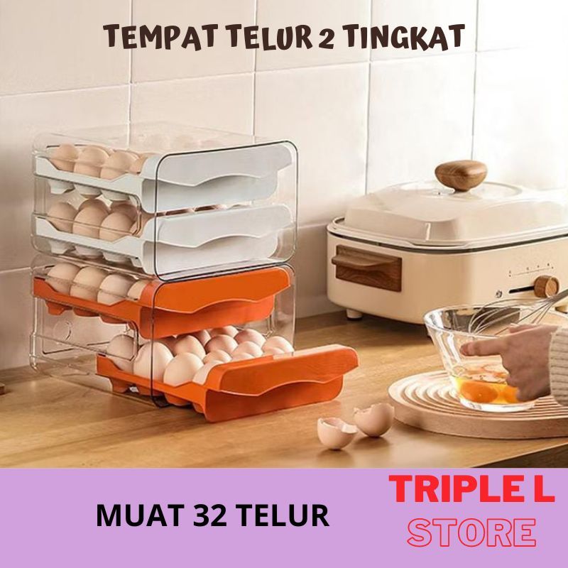 Jual Tempat Telur Rak tempat penyimpanan Telur Telor 2 Tingkat Egg ...
