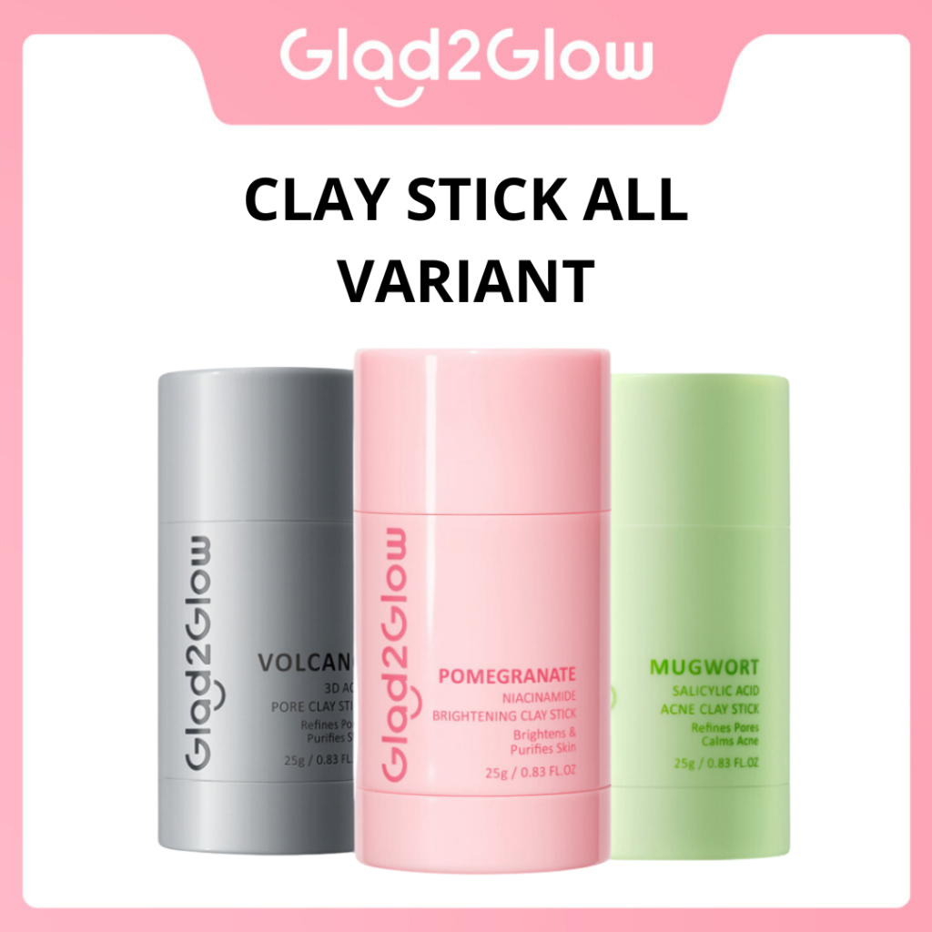 Jual Glad2glow Clay Mask Stick Mugwort Salicylic Acid / Volcano Clay Mask / Pomegranate ...