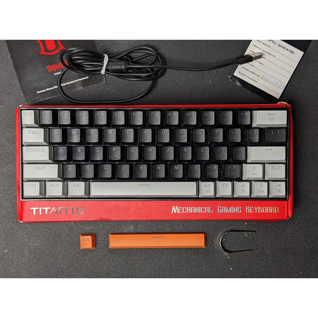 Jual Keyboard Mechanical Gamen Titan III Fullset Layout 60% - Grey ...