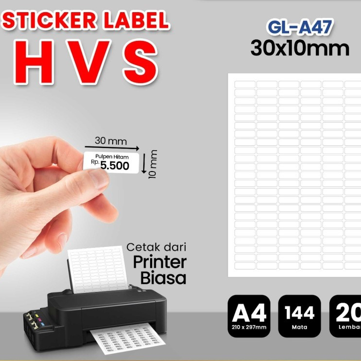 Jual Kertas Stiker Label HVS Doff A4 BLUEPRINT Uk 30X10 mm 20Lembar GL ...