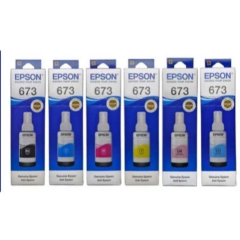 Jual Tinta Epson 673 (B,C,Y,M,LM,LC) ORIGINAL | Shopee Indonesia