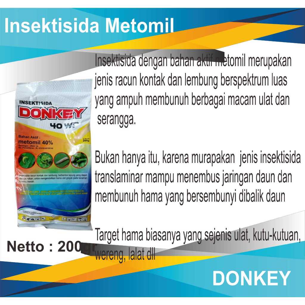 Jual Insektisida METOMIL DONKEY 40SP 200gr Obat Ulat Grayak, Wereng ...