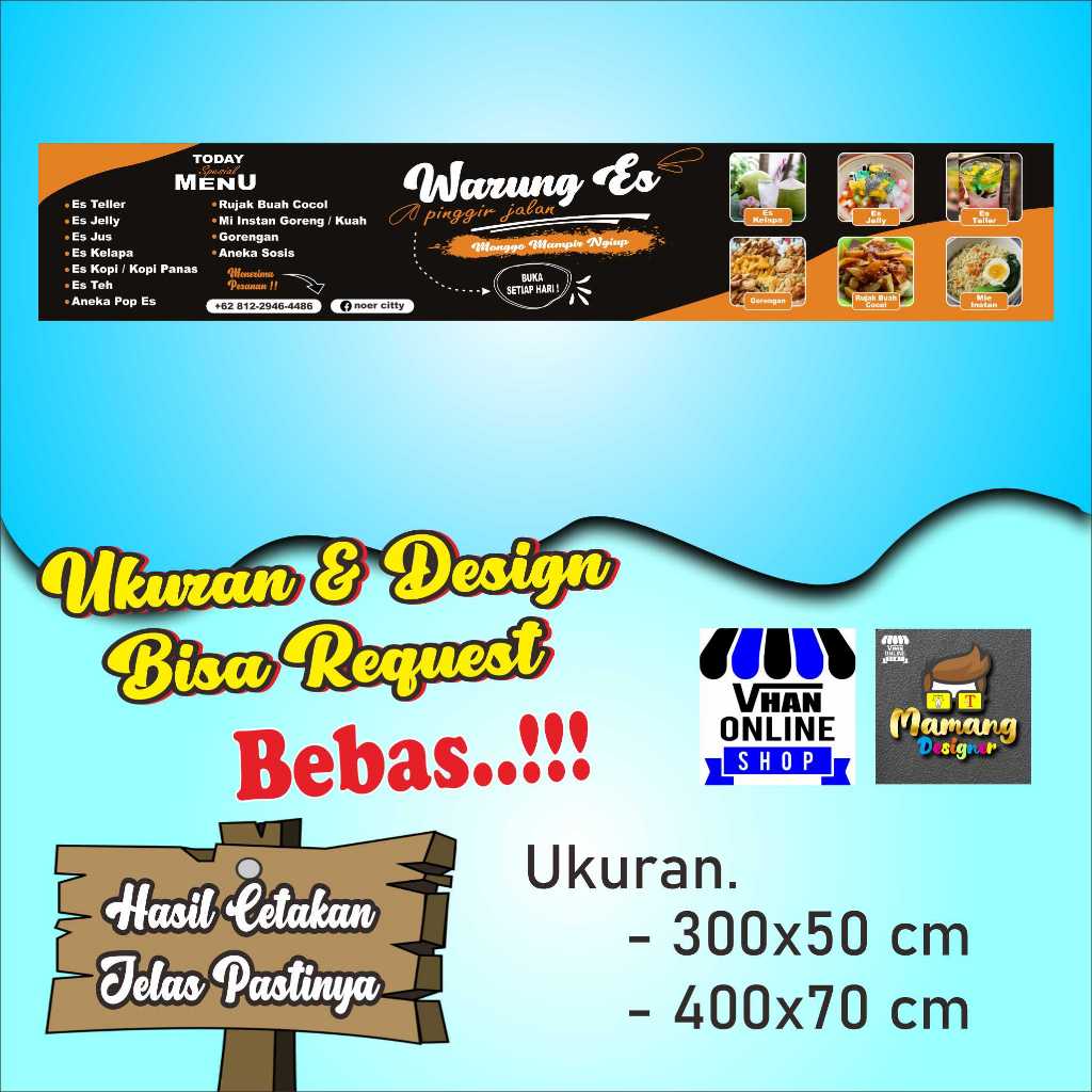 Jual Spanduk, Banner, Mmt Warung Jajanan Dengan Request Nama | Shopee ...