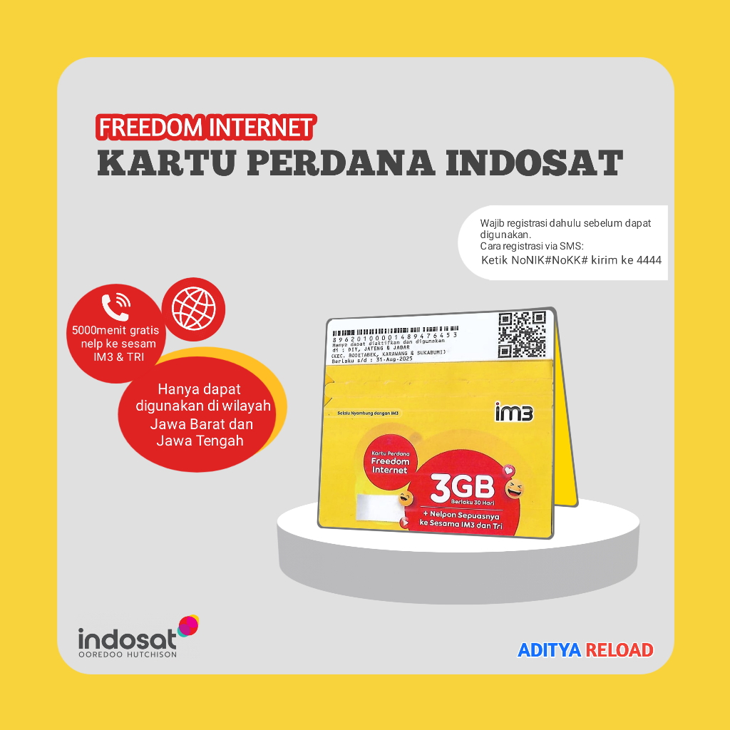 Jual Kartu Perdana Indosat 3GB + 3GB Bonus 30Hari Exp 30 Agustus 2025 ...