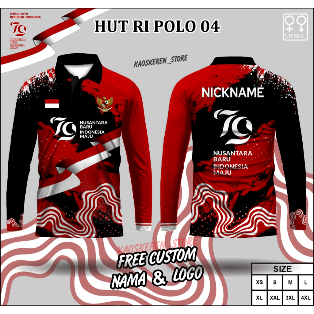 Jual Jersey polo hut kemerdekaan ri ke 79 lengan panjang baju kemerdekaan Indonesia 2024 kaos ...