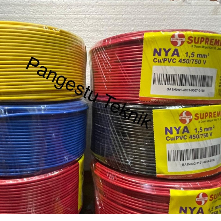 Jual Kabel NYA / TUNGGAL 1.5 mm SUPREME/ Merah Hitam Kuning Biru / PER ...