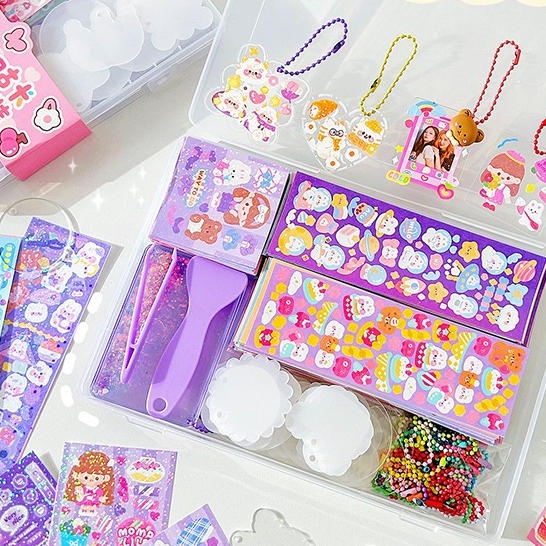 Jual 1 Set 84 Items DIY Keychain Acrylic Set Gantungan Kunci Akrilik ...