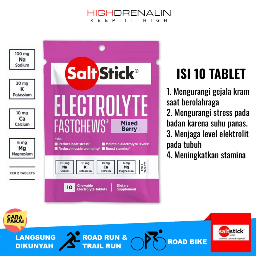 Jual Saltstick fastchews salt stick anti kram 10 pcs mixed berry ...