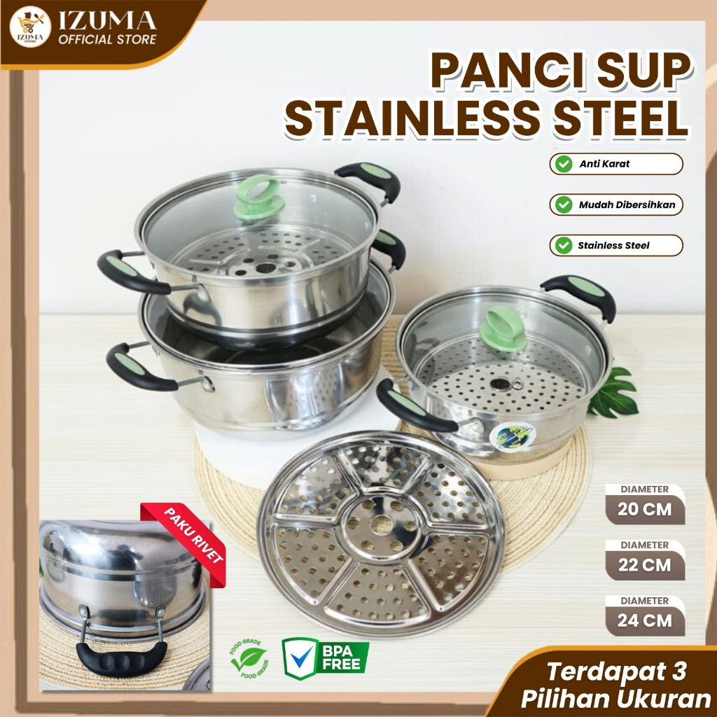 Jual IZUMA Panci Kukus Pengukus Stainless / Panci Stainless / 20,22 ...
