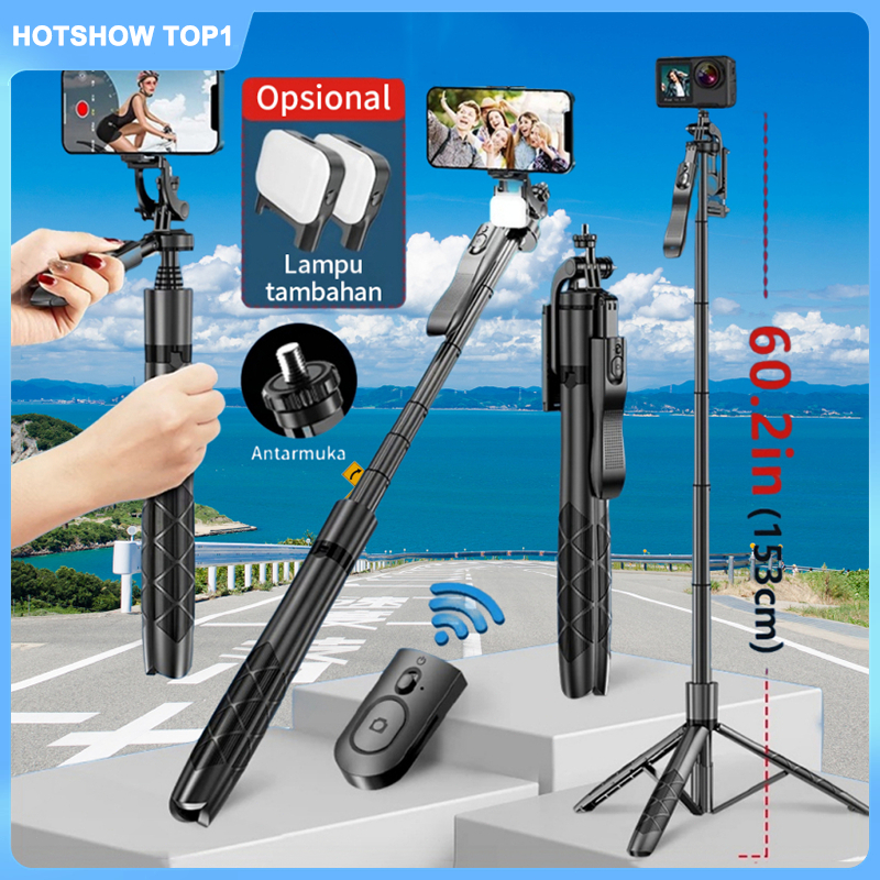 Jual 【Ready】L16 Tongsis Tripod Bluetooth Selfie Stick Remote Tripod ...