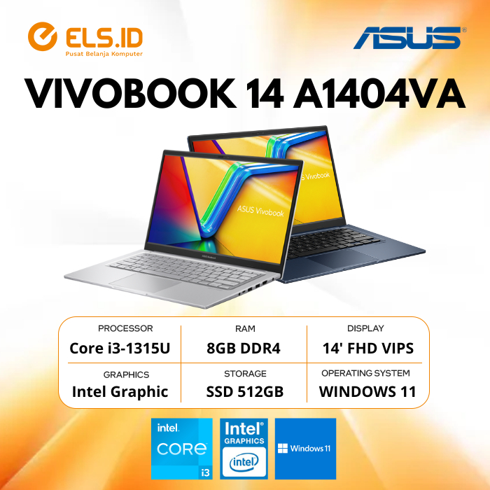 Jual Asus Vivobook 14 A1404VA Intel i3-1315U 8GB SSD 512GB 14" FHD W11 ...