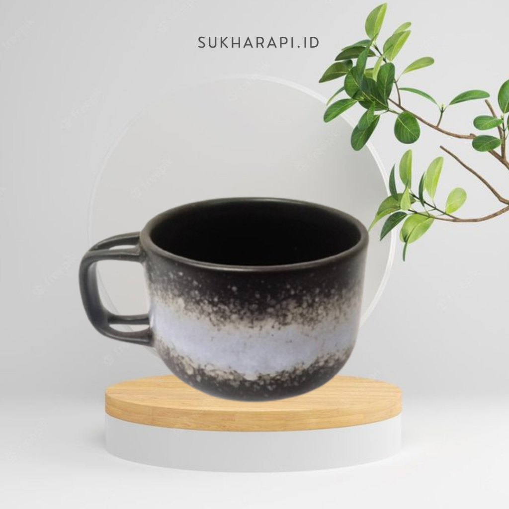 Jual Mug Ceramic Hitam Motif Hitam Putih Gelas Keramik Cup Gelas Teh ...
