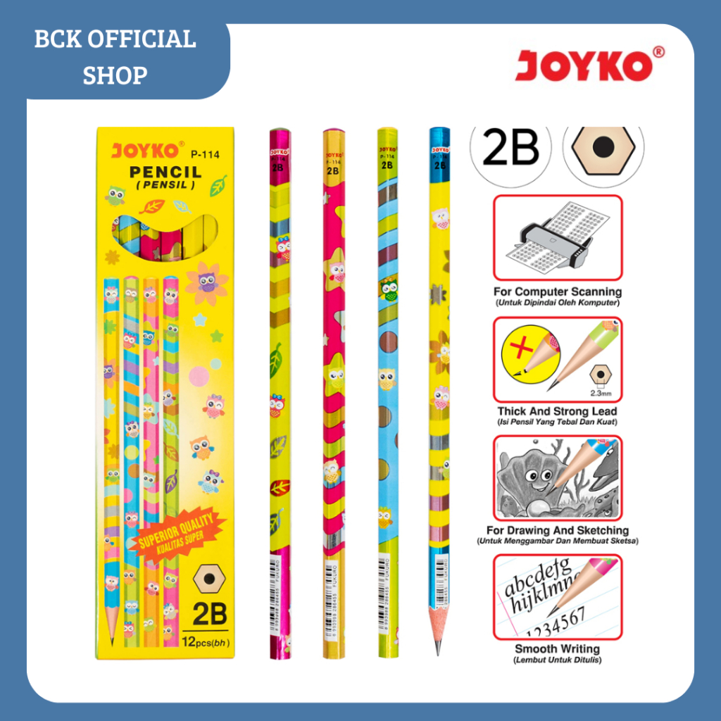 Jual Pencil Pensil P-114 2B Joyko (Pack) | Shopee Indonesia