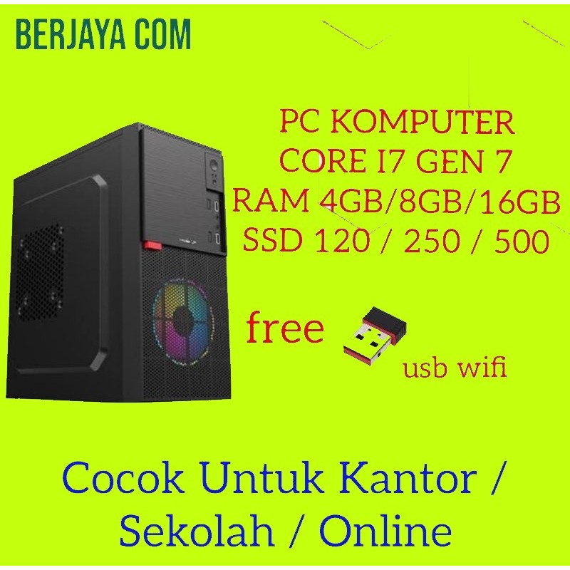 Jual Core i7 Gen 7 - 16gb Ram - 500gb Ssd - Pc Rakitan - Komputer Kantor - Cpu sekolah | Shopee ...