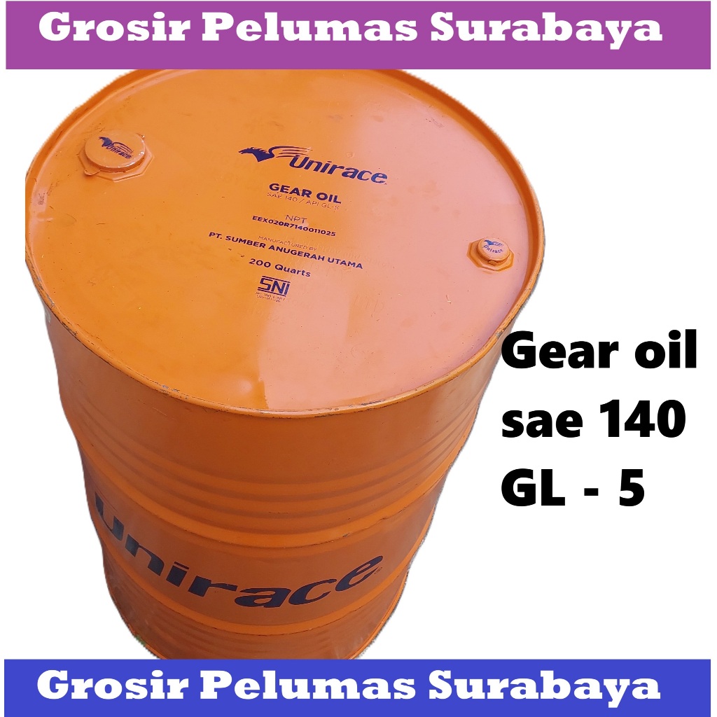 Jual Oli gardan gearbox UNIRACE Gear oil Sae 140 GL-5 DRUM SNI NPT | Shopee Indonesia