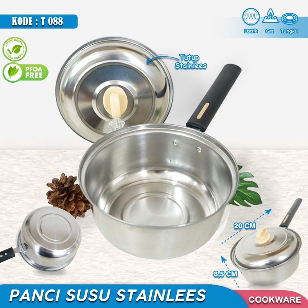 Jual PANCI REBUS PANCI SUSU GAGANG MILK POT STAINLESS 20CM TUTUP ...